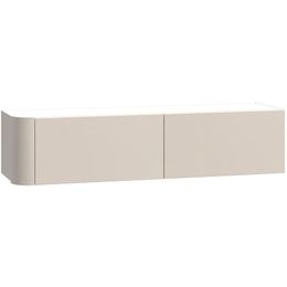FORTE Wandregal B/H/T 128,6/30,1/34 cm, Klappen, grifflose Front Holzwerkstoff B/H/T: 128,6cm x 30,1cm x 34cm