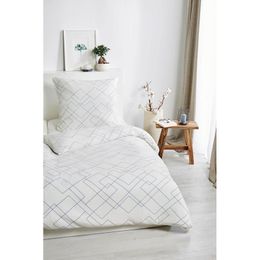 Primera Bettw&auml;sche &raquo;Bio Crepe Mosaik&laquo; 2 Stk. mit feinem Linienmuster beige Seersucker, Obermaterial: 100% Baumwolle B/L: 135cm x 200cm, 1 Stk., 1 Stk., 