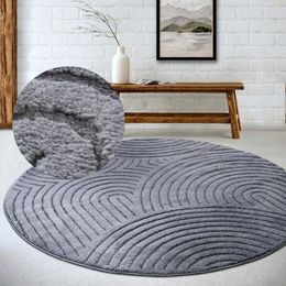 ELLE DECORATION Designteppich &raquo;Cosy Panglao, auch als Rundteppich erh&auml;ltlich&laquo; rund 14 mm H&ouml;he uni Kurzflor, Hoch Tief Struktur, modern, Skandi, Boho, 