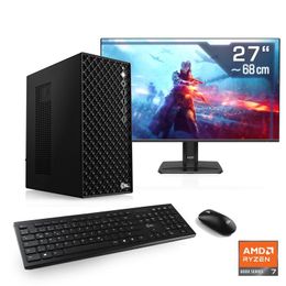 CSL PC-Komplettsystem &raquo;Mystic V24164&laquo; 27 &prime;&prime; AMD Ryzen 7 GeForce RTX 3050 16 GB RAM 1.000 GB SSD Inkl. 27 Zoll Full-HD Monitor, Maus, Tastatur, 300 