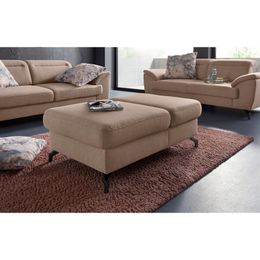 Sit & More sit&more Hocker &raquo;Percy&laquo; Fu&szlig;h&ouml;he 12 cm, mit Klappfunktion, wahlweise in 2 Fu&szlig;farben beige B/H/T: 114cm x 43cm x 71cm, Feinstruktur,mit schwarzem 