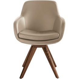 Musterring Esszimmerstuhl &raquo;Tavia&laquo; (Set) 2 Stk.Stativgestell Wildnussbaum, Drehfunktion optional, diverse Farben beige B/H/T: 62cm x 86cm x 66cm, 2 Stk., 