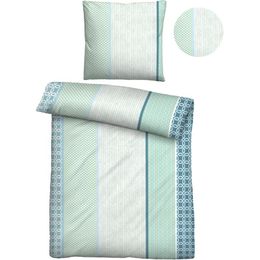 Bettw&auml;sche &raquo;Valentin&laquo; 2 Stk. hautsympathisch, 100% Baumwolle, Rei&szlig;verschluss, ganzj&auml;hrig nutzbar gr&uuml;n Renforc&eacute;, Obermaterial: 100% Baumwolle B/L: 