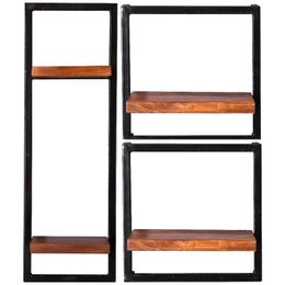 Sit Wandregal &raquo;Panama&laquo; Set schwarz Massivholz, Metall B/H/T: 65cm x 75cm x 25cm