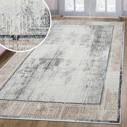 OTTO home Teppich &raquo;Aurellia, mit Rahmen&laquo; rechteckig 9 mm H&ouml;he im Vintage-Look, meliert, Bord&uuml;re, zeitlos, Wohnzimmer, Schlafzimmer Kunstfaser B : 