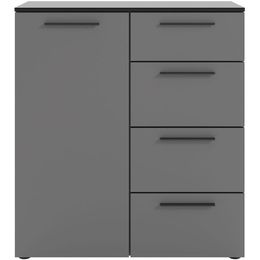 Kommode &raquo;mit Schwarz matten Metallgriffen in verschiedenen Ausf&uuml;hrungen&laquo; mit Soft-Close-Funktion, in zwei Breiten verf&uuml;gbar, 90 cm oder 135 cm grau 