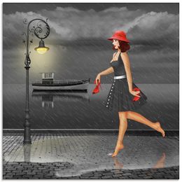 Artland Glasbild &raquo;Tanzen im Regen&laquo; Frau 1 Stk. tlg. in verschiedenen Gr&ouml;&szlig;en schwarz B/H/T: 30cm x 30cm, Glasbild Frau quadratisch, 1 Stk.