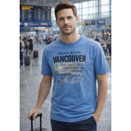 MAN'S WORLD MAN'S WORLD Herren T-Shirt, blau, Gr. M, bedruckt, Jersey, Obermaterial: 100% Baumwolle, Shirts, Kurzarm, bedruckt, Rundhalsausschnitt, aus dehnbarem