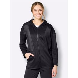 Catamaran Damen Sweatjacke, schwarz, Gr. 52, 95% Polyester, 5% Elasthan, Einsatz:94% Polyester, 6% Elasthan, Sweatjacken