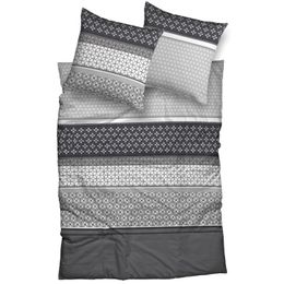 CASATEX Bettw&auml;sche &raquo;Poupy&laquo; 2 Stk. elegant und trendig grau Satin, Obermaterial: 100% Baumwolle B/L: 155cm x 220cm, 1 Stk., 1 Stk., Satin, B/L: 80cm x 