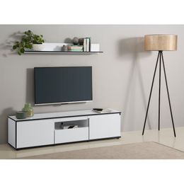 Hela TV-Board &raquo;Ariana&laquo; mit angeschr&auml;gten Griffmulden, Breite 160 cm schwarz-wei&szlig; B/H/T: 160cm x 40cm x 38cm, 2 Stk.