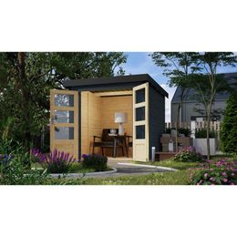 Karibu Gartenhaus &raquo;Jupiterino 2, in verschiedenen Farben&laquo; Made in Germany braun Massivholz ohne Fu&szlig;boden, Blechdach
