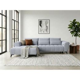 WERK2 Ecksofa &raquo;Garay 287 x 220 cm modern und bequem&laquo; Waffelcord, L-Form, XXL, elektrische Sitztiefenverstellung grau 100% Polyester B/H/T: 287cm x 
