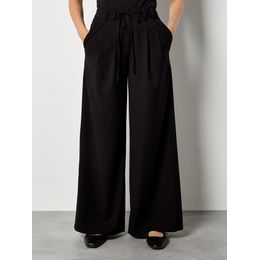 Apricot Damen Stoffhose "Weite Hose", schwarz, Gr. 38, uni, gewebt, Obermaterial: 64% Polyester PES. 34% Viskose CV. 2% Elasthan EL., Hosen, mit