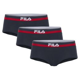Fila Damen Slip, Gr. L, blau, Obermaterial: 95% Baumwolle, 5% Elasthan, bedruckt, unifarben mit Farbeinsatz, Unterhosen, mit elastischem Logobund,
