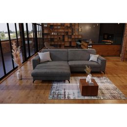 Sit & More sit&more Ecksofa &raquo;Bolero L-Form&laquo; grau 95%Polyester 5%Polyamid B/H/T: 290cm x 88cm x 178cm, Struktur weich, Recamiere links,mit Kopfteilverstellung,