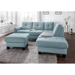Sit & More sit&more Ecksofa &raquo;Varese L-Form&laquo; mit Federkern, wahlweise mit Schlaffunktion und Stauraum blau Luxus-Microfaser (100% Polyester)IStruktur fein (100% 