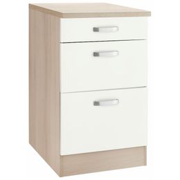 Optifit Unterschrank &raquo;Faro&laquo;, mit Metallgriffen, Breite 50 cm wei&szlig; akaziefarben, B/H/T: 50cm x 84,8cm x 60cm, Schubladen: 3 Stk.