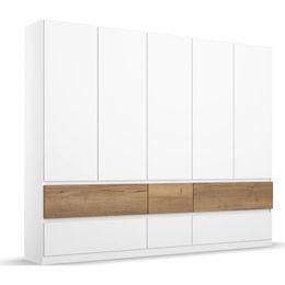 Rauch Dreht&uuml;renschrank &raquo;Winnipeg&laquo; grifflose Front, Schubk&auml;sten m. Griffmulde, auch mit Beleuchtung wei&szlig; Holzwerkstoff B/H/T: 226cm x 210cm x 56cm, Mit