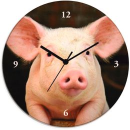 Artland Wanduhr &raquo;Vorwitziges Schwein&laquo; wahlweise mit Quarz- oder Funkuhrwerk, lautlos ohne Tickger&auml;usche pink &Oslash; 30cm, Funkuhr