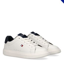 Tommy Hilfiger Jungen Sneaker, Gr. 37, wei&szlig;, Lederimitat, Schuhe, Freizeitschuh, Halbschuh, Schn&uuml;rer mit dezenten Ziern&auml;hten