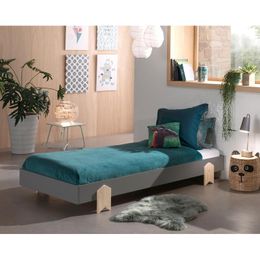 Vipack Kinderbett &raquo;Modulo&laquo; Made in Europe, Jugendbett, Einzelbett, Stapelbett mit F&uuml;&szlig;en in Pfeiloptik grau Liegefl&auml;che L&auml;nge B: 200cm x 90cm, 1 Einzel-/