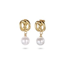 Firetti Damen Paar Ohrstecker &raquo;Schmuck Geschenk Edelstahl Ohrschmuck Ohrringe Knoten&laquo; mit Perle (synth.) 10mm, Edelstahl Perlen