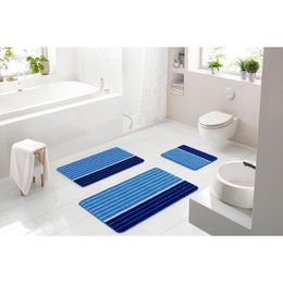 Batex Badematte &raquo;Tandea&laquo; H&ouml;he 27 mm rutschhemmend beschichtet fu&szlig;bodenheizungsgeeignet extra weiches und pflegeleichtes Garn blau Polyacryl rechteckig (70cm