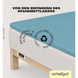 Schlafgut Spannbettlaken &raquo;EASY Jersey Elasthan Topper&laquo; MADE IN GREEN by OEKO-TEX blau Jersey, Obermaterial: 95% Baumwolle, 5% Elasthan 1 Stk., Jersey, 120-
