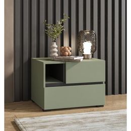 OTTO home Nachtkommode &raquo;Cross, moderner griffloser Nachtschrank&laquo; Nachttisch, Nachtkonsole mit 2 Schubladen gr&uuml;n B/H/T: 55cm x 40cm x 40cm, 2 Stk.