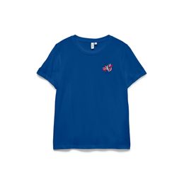 V&eacute;ro Moda VERO MODA Damen Kurzarmshirt "VMLILAH S/S O-NECK T-SHIRT JRS BTQ", blau, Gr. XL, bedruckt, bestickt, Jersey, Obermaterial: 100% Baumwolle, Shirts,