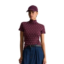 Marc O'Polo Damen T-Shirt "aus Stretch-Jersey", lila, Basic, Gr. S, MARC O'POLO DENIM, gemustert, Obermaterial: 96% Baumwolle, 4% Elasthan, Shirts