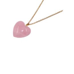 Firetti Damen Kette mit Anh&auml;nger &raquo;Halskette Schmuck Geschenk Herz "LIEBE"&laquo; Made in Germany - mit Rosenquarz bunt Edelstahl, L: 55 B: 2mm