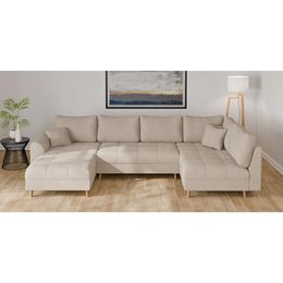 Home Affaire Wohnlandschaft &raquo;CHARRE U-Form mit Ottomane, Ma&szlig;e B/T/H: 310/161/81 cm&laquo; feine Steppung, lose R&uuml;cken- und Zierkissen, auch in Cord und 
