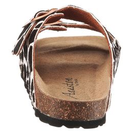 ANISTON SHOES Damen Pantolette, Gr. 37dunkelbraun, wei&szlig;, Leder, Schuhe, Sommerschuh, Strandschuh, Hausschuh - NEUE KOLLEKTION