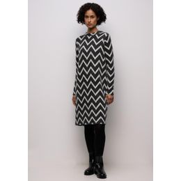 Street One Damen Midikleid, schwarz-wei&szlig;, Gr. 34, gemustert, Stoff, 52% Polyamid, 33% Polyester, 14% Viskose, 1% Elasthan, Kleider, mit grafischem