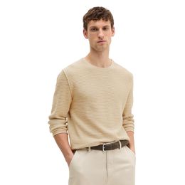 Marc O'Polo MARC O'POLO Herren Rundhalspullover "aus Bio-Baumwolle und Leinen", beige, Gr. XXL, gestreift, Obermaterial: 87% Baumwolle, 13% Leinen, Pullover