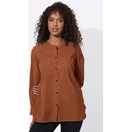 Casual Looks Damen Hemdbluse, braun, Gr. 48, unifarben, 100% Baumwolle, Blusen