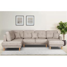 OTTO home Wohnlandschaft &raquo;TRIPLO U-Form wahlweise mit Schlaffunktion, B/T/H: 310/192/90 cm&laquo; Schlafsofa, auch mit Bettkasten, Steppung im R&uuml;ckenkissen 