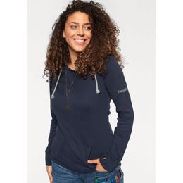 Kangaroos Damen Kapuzenshirt, blau, Gr. 46, unifarben, Rippware, Obermaterial: 100% Baumwolle. Kapuzenfutter: 95% Baumwolle, 5% Viskose, Shirts,