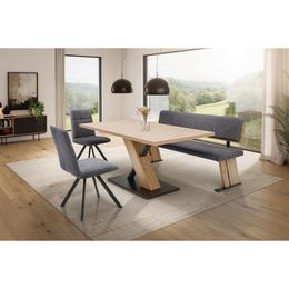 massivline&more Essgruppe &raquo;SK Kota&laquo; 4 tlg. Holzwerkstoff, Metall, Stoff B/H/T: 160cm x 87cm x 59cm, Samtoptik, braun/mittelgrau
