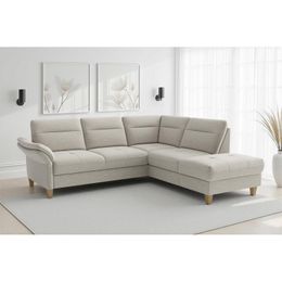 Sit & More sit&more Ecksofa &raquo;Pamela, B: 218 cm, L-Form, wahlweise mit Schlaffunktion und Bettkasten&laquo; mit Federkern beige 100% Polyester B/H/T: 218cm x 90cm x 