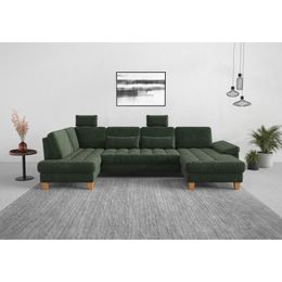 Sit & More sit&more Wohnlandschaft &raquo;Westham U-Form&laquo; wahlweise mit Schlaffunktion, Bettkasten, Sitztiefenverstellung gr&uuml;n 90% Polyester 10%Polyamid B/H/T: 338cm x