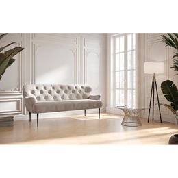 OTTO home 3-Sitzer &raquo;Amber&laquo; mit Knopfheftung,in verschieden Stoffarten grau 100% Polyester B/H/T: 193cm x 97cm x 87cm, Luxus-Microfaser ALTARA NUBUCK