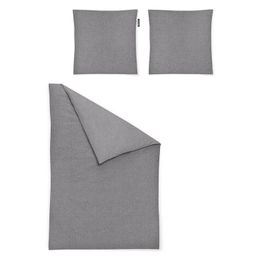 Irisette Bettw&auml;sche &raquo;Carla in Gr. 135x200, 155x220 oder 200x200 cm&laquo; 3 Stk. Bettw&auml;sche aus Baumwolle, Bettw&auml;sche mit Rei&szlig;verschluss grau Mako-Satin, 