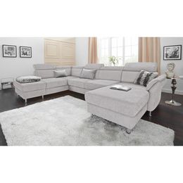 Sit & More sit&more Wohnlandschaft &raquo;Avignon U-Form&laquo; optional Schlaffunktion & Stauraum, inklusive Kopfteilverstellung silber Flachgewebe (90% Polyester, 10% 