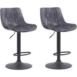 Hela Barhocker &raquo;SABINE&laquo; Set, drehbar,h&ouml;henverstellbar mit Gasdruckfeder,Vintage-Optik grau 100% Polyester B/H/T: 46cm x 86cm x 54cm, Microfaser 