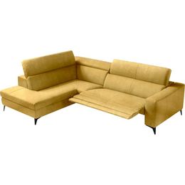 Egoitaliano Ecksofa &raquo;Edith, Designsofa mit hohem Sitzkomfort, Breite 269cm, L-Form&laquo; inkl. elektrischer Relaxfunktion und manuell verstellbaren Kopfteilen gelb 