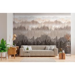 Livingwalls living walls Fototapete &raquo;Metropolitan Stories. Travel Styles. Waldtapete&laquo; gemustert matt neutral glatt Fototapete Landschaft Horizonz Tapeten 