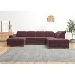 Home Affaire Wohnlandschaft &raquo;Dundee U-Form&laquo; wahlweise mit Kopfteilverstellung und zus&auml;tzlich mit Schlaffunktion lila Flachgewebe (100% Polyester) B/H/